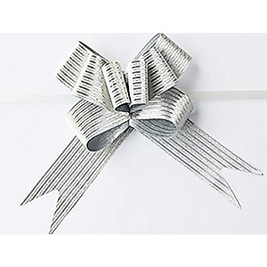40 PCS Pull Bow,Medium, 4 Inches,Sparkling Bow, Wedding Decorations, Christmas Gift Ribbons, 40 pcs,Sparkling (Silver Stripe)