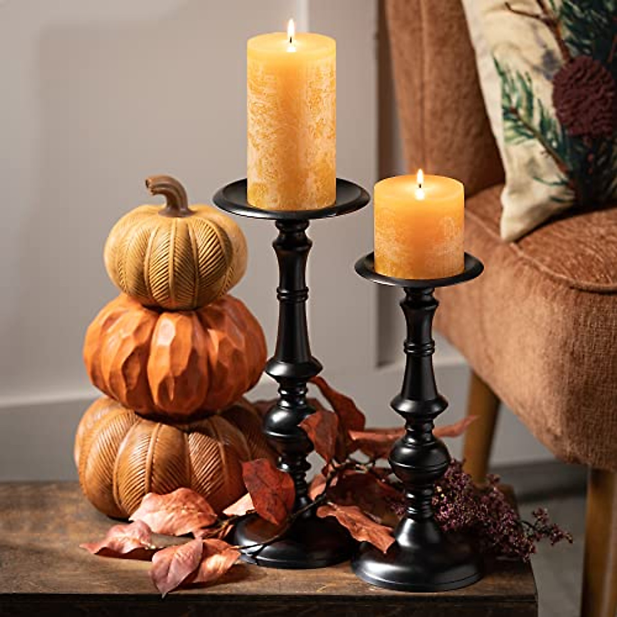 Sullivans Vance Kitira Set of 3 Pillar Candles, Clean-Burning, Environmental-Friendly, Scentless, Real-Wax Candles, Home Décor, Hosting Décor