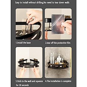 Fuyuxinmaichang 3-Tier Corner Shower Caddy,Bathroom Corner Shelves,Shower Shampoo Organizer Storage Rack Holder for Toilet Accesso (Black)