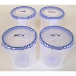 Overnight Oats Container with Lids (pack of 4) 17 oz Plastic Jar with Lid Container Portable Cereal and Milk Storage Jars Vegetable and fruit Salad Storage