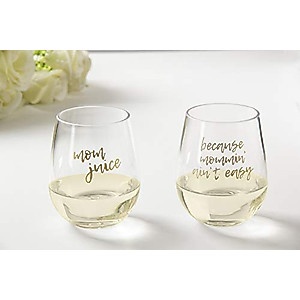 Mom Wine Glass - Mother's Day - Mom Juice, Because Mommin Ain’t Easy - Unbreakable Plastic Wine Glass - Mother’s Day Gifts - Gift for Mom to be - Cute Funny Wine Glass - New Mom Gift