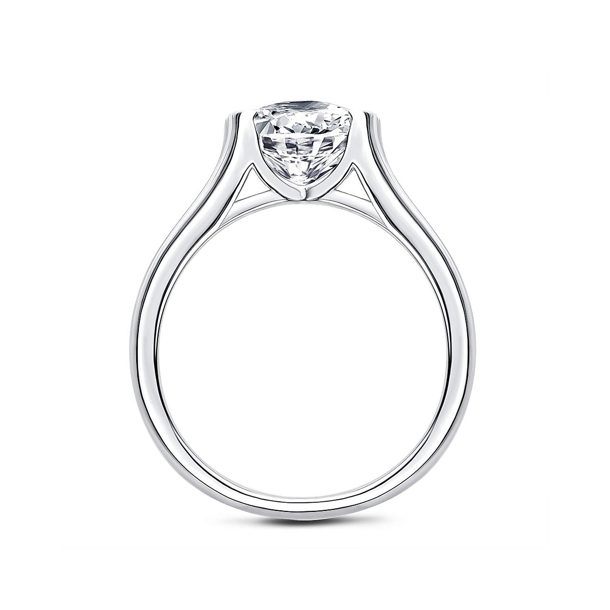 WOAINI Moissanite Rings, 2 Carat Round Cut Moissanite Platinum Plated Sterling Silver Engagement Wedding Ring for Women, Promise Ring for Her, Mother Day