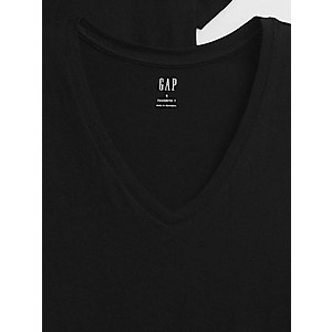 GAP Womens Favorite V-Neck T-Shirt T Shirt, True Black 2 Pack, Large US
