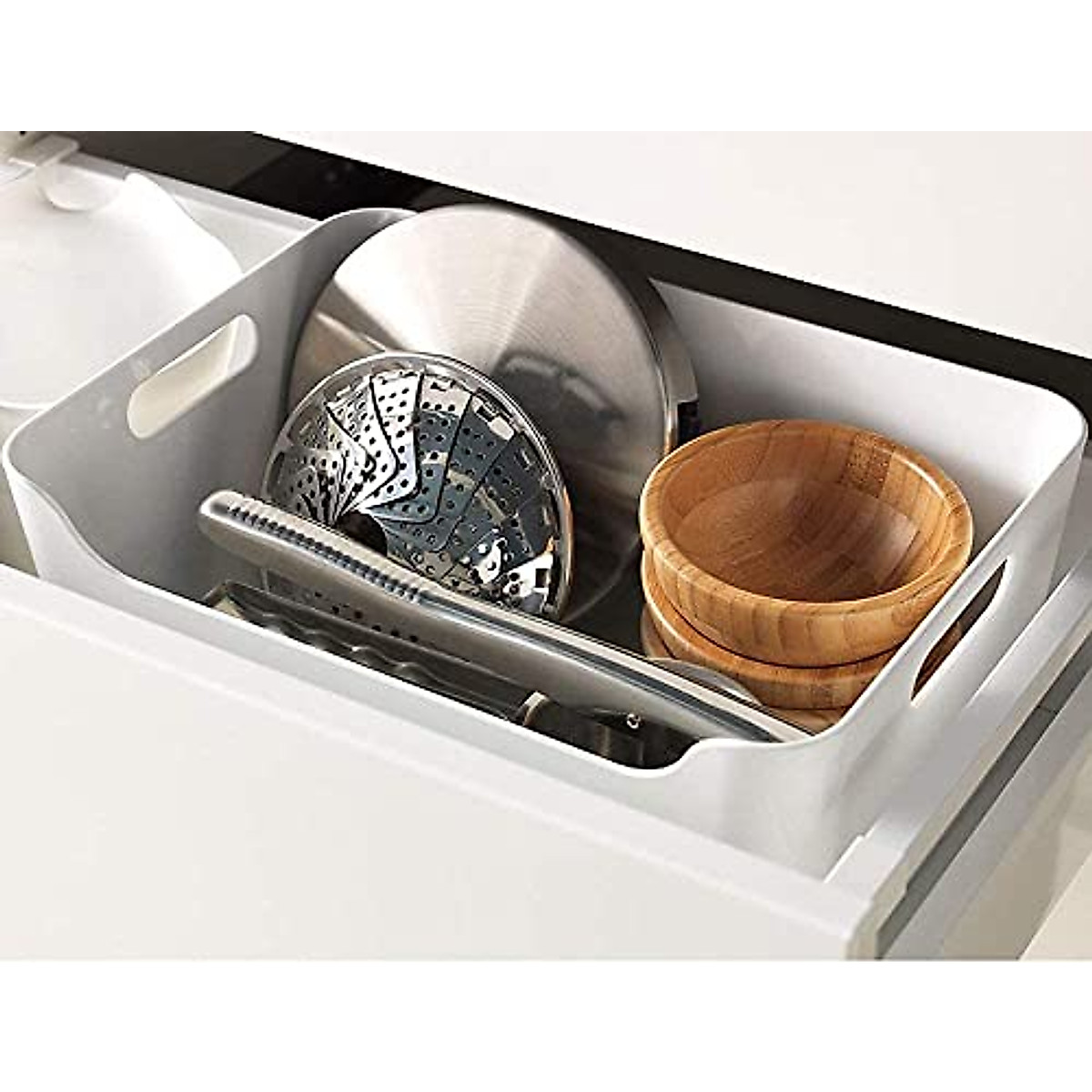 IKEA 301.550.19 VARIERA Convenient Kitchen Open Storage Box, High Gloss White, Easy to Carry and Take Out of Your Kitchen Drawers or Shelves Since it Has Two Grip-friendly Handles
