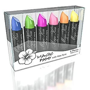 Magic Kiss Color Changing Matte 6 Piece Lipstick Set infused with Aloe Vera Made in USA (Colors of Aloha 1)