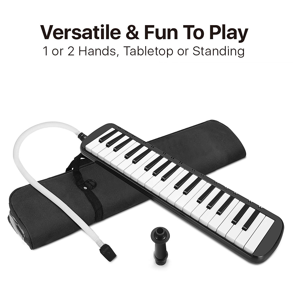 Flexzion Melodica Instrument 37 Keys Air Keyboard Piano for Kids and Adults, Beginner-Friendly Blow Keyboard Wind Instrument, Portable Keyboard Harmonium Instrument (Black)
