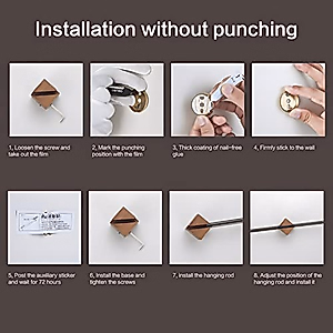 Bath Towel Holder, Adjustable Towel Bar, Stainless Steel Wall Mount Towel Holder, Self Adhesive Bathroom Towel Holder, Bath Towel Bar Towel Hanger for Bathroom (Black 16 Inch)