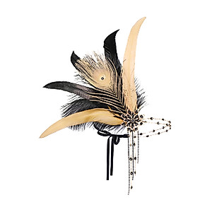 BABEYOND 1920s Women Feather Crystal Headband 20s Flapper Gatsby Headpiece