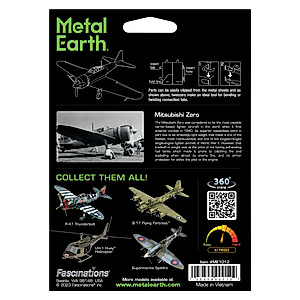 Metal Earth Zero Fighter Color 3D Metal Model Kit Fascinations