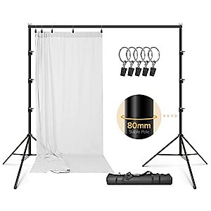 LimoStudio Large Heavy 10 x 9.6 feet Background Support System, Curtain Style Backdrop Stand, Sturdy Frame with 5 pcs Ring Holder Clip for Photography, Party, Family Events, AGG3003