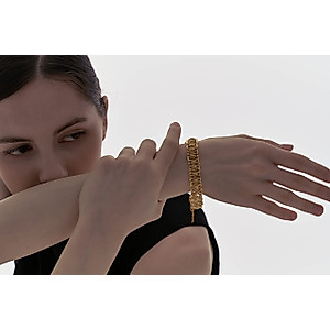 GANALUX 18K Gold Plated Bracelet for Women, Elegance Design Link Chain Jewelry Made in Korea (Lace)