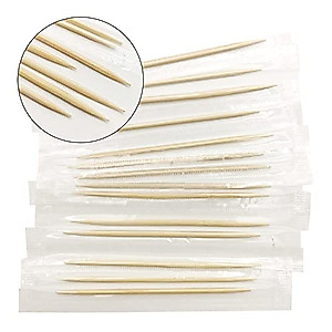 BLUE TOP Wood Bamboo Individually Cello Wrapped Toothpicks 2.5Inch Pack 1000 High-class Appetizer Picks Sturdy Food Pick for Appetizers Cocktails Fruit Olive picks.