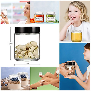 15 Pack 4 oz Clear Glass Jars with Lids, Round Empty Containers for Scrubs, Lotions, Cosmetic, Ointments and Butters, Travel Storage Jar with White Inner Liners £¬Black Lids, lables and Spatulas