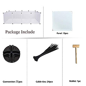 Linifar Small Pet Playpen, Plastic Hamster Yard Fence Cage Portable Metal Enclosure for Guinea Pig Hamster Ferret Bunny Rat Hedgehog Puppy Small Animal, DIY 12 Panels Outdoor (13.8 x 13.8 inches)