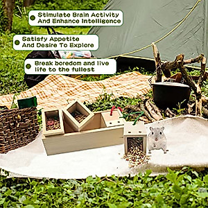PINVNBY Wooden Enrichment Foraging Toys, Rabbit Puzzle Enrichment Toys Small Animals Interactive Hide Puzzle Snuffle Game for Rats,Guinea Pigs,Rabbits,Parrot