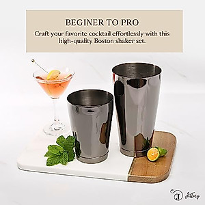 Jettory Boston Shaker - Premium 18 oz & 28 oz Weighted Cocktail Shaker - Professional Boston Shakers Set For Bartenders - Bar Shaker Made from Stainless Steel 304 - Bar Tool (Black)