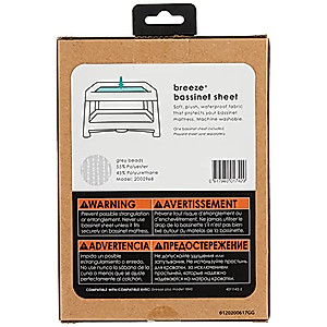 4moms breeze Bassinet Sheets, For Baby Bassinets and Furniture, Machine Washable, Soft, Plush, Waterproof Fabric, Grey Beads