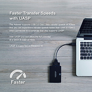 Mediasonic SATA to USB Cable – USB 3.0 / USB 3.1 Gen 1 to 2.5” SATA SSD/Hard Drive Adapter Cable (Optimized for SSD, Support UASP and SATA 3 6.0Gbps Transfer Rate) (HND5-SU3)