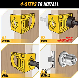 KATA 1-3/8" - 1-3/4" Door Lock Installation Kit with Large Chip-Clearance Slots, Door Lock Hole Saw for Deadbolts and Locksets for Wooden Doors with Guide Template, Carbon Steel