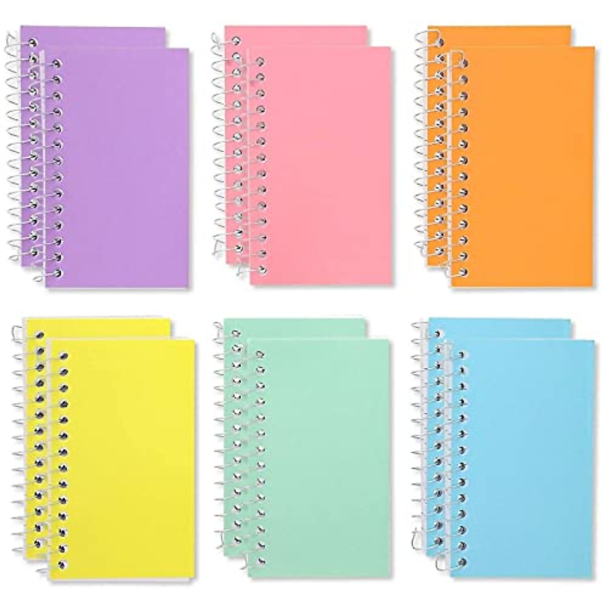 12-Pack Small Spiral Notebook 3x5, 80 Sheets Per Notepad, College Ruled Lined Paper for Office Supplies, Classroom Notes, Students, Teachers, Nurses (6 Pastel Colors)