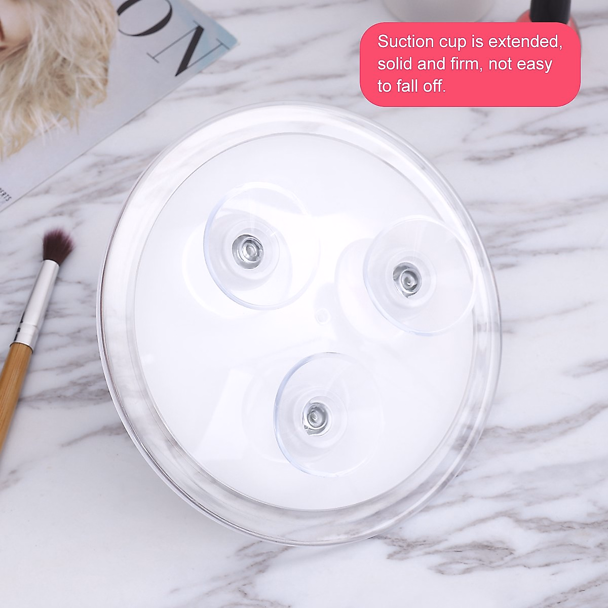 FRCOLOR 10X Magnifying Mirror with 3 Suction Cups, Cosmetic Make Up Mirror Pocket Mirror Travel Makeup Mirror 5.9 Inch, Used for Precise Makeup - Eyebrows/Tweezing (White)