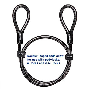 Titanker Bike Steel Cable, 12mm Thick Heavy Duty Security Vinyl Coated Flexible Steel Cable with Loop End (4ft, 7ft, 15ft, 30ft)