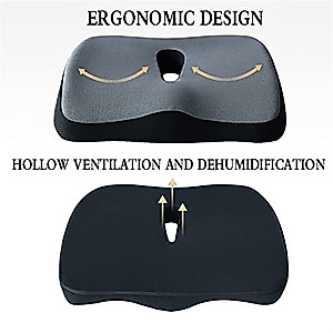 gyp Seat Cushion, Summer Tailbone Cushion Gel Memory Foam Inner Core Coccyx Cushion Ergonomic Posture Seat Pads Cushion Chair Pad Orthopedic Seat Cushion