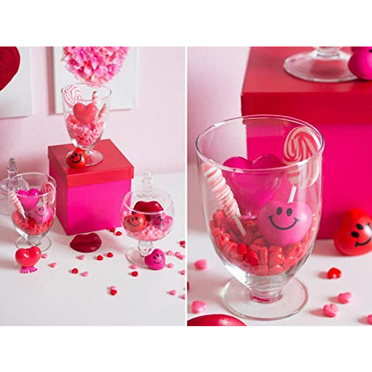 4E's Novelty Mini 1.5" Heart Stress Ball (24 Pack) Bulk - Valentines Squishies - for Class Valentines Party Favors for Kids, Valentines Day Gifts for Kids Classroom, Small Size