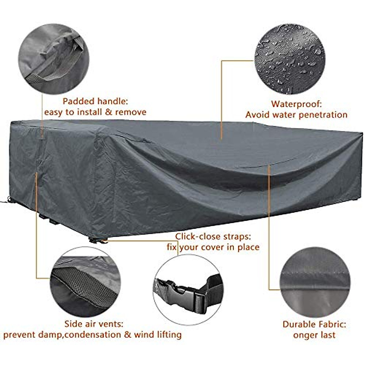 Patio Furniture Set Cover Outdoor Sectional Sofa Set Covers Waterproof Outdoor Dining Table Chair Set Cover Heavy Duty 128" L x 83" W x 28" H