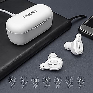 MIUONO Wireless Ear Buds, T1 Bluetooth Earbuds with Microphone, Type-C Charging Case Stereo Enhanced Deep Bass TWS Earphones for Sport