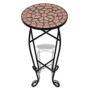 Keketa Mosaic Side Table Plant Table Terracotta for Patio,Bistro,Bar