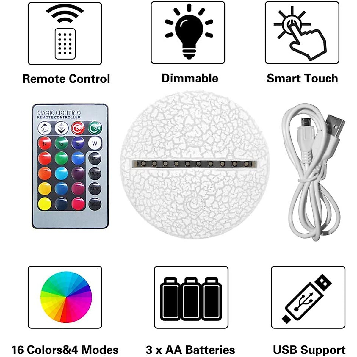 Hoofun Battle Bus Night Light: Lamps with 3D Stereo Vision and Remote Control, Desk Light for Battleroyal Players Modelling, Night Light for Boys Girls Birthday Christmas Festival Gifts