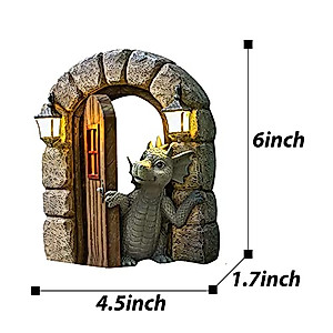 Eita Courtyard Dragon Carving Ornament Dragon Gate Statue Resin Garden Dragon Statue Dragon Meditating by The Window Garden Dragon Sculpture Decorative Dragon (Happy Dragon No. 2)