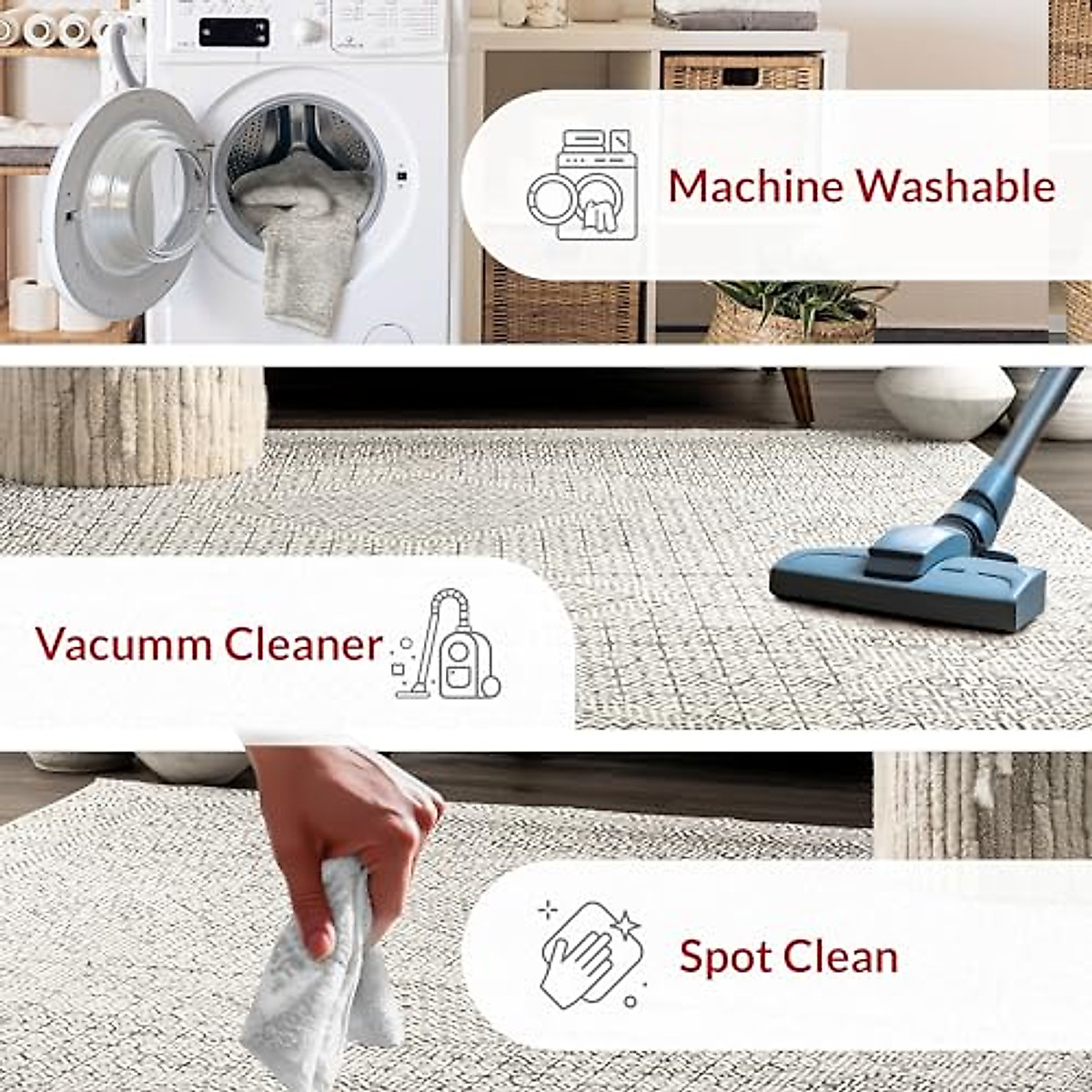 nuLOOM 6' Round SpinClean Machine Washable Stain-Resistant Area Rug with Non Slip Backing, Low Profile for Living Room, Bedroom, and Dining Room, Hart Grey