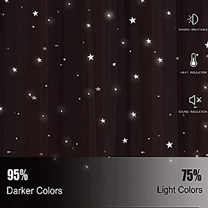 UNISTAR 2 Panels Stars Blackout Curtains for Bedroom Girls Kids Baby Window Decoration Double Layer Star Cut Out Aesthetic Living Room Decor Wall Home Curtain,W52 x L63 Inches,Pink