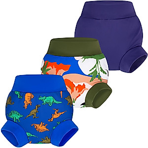 BIG ELEPHANT Baby Swim Diapers 3pcs, Reusable Adjustable Washable Waterproof Swimming Diaper for Boy's and Girl's, 12-24 Months