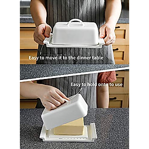 Sweese 318.101 Butter Dish with Lid, Butter Keeper with Handle - TBSP Markings, for Kerrygold, East and West Coast Butter, White