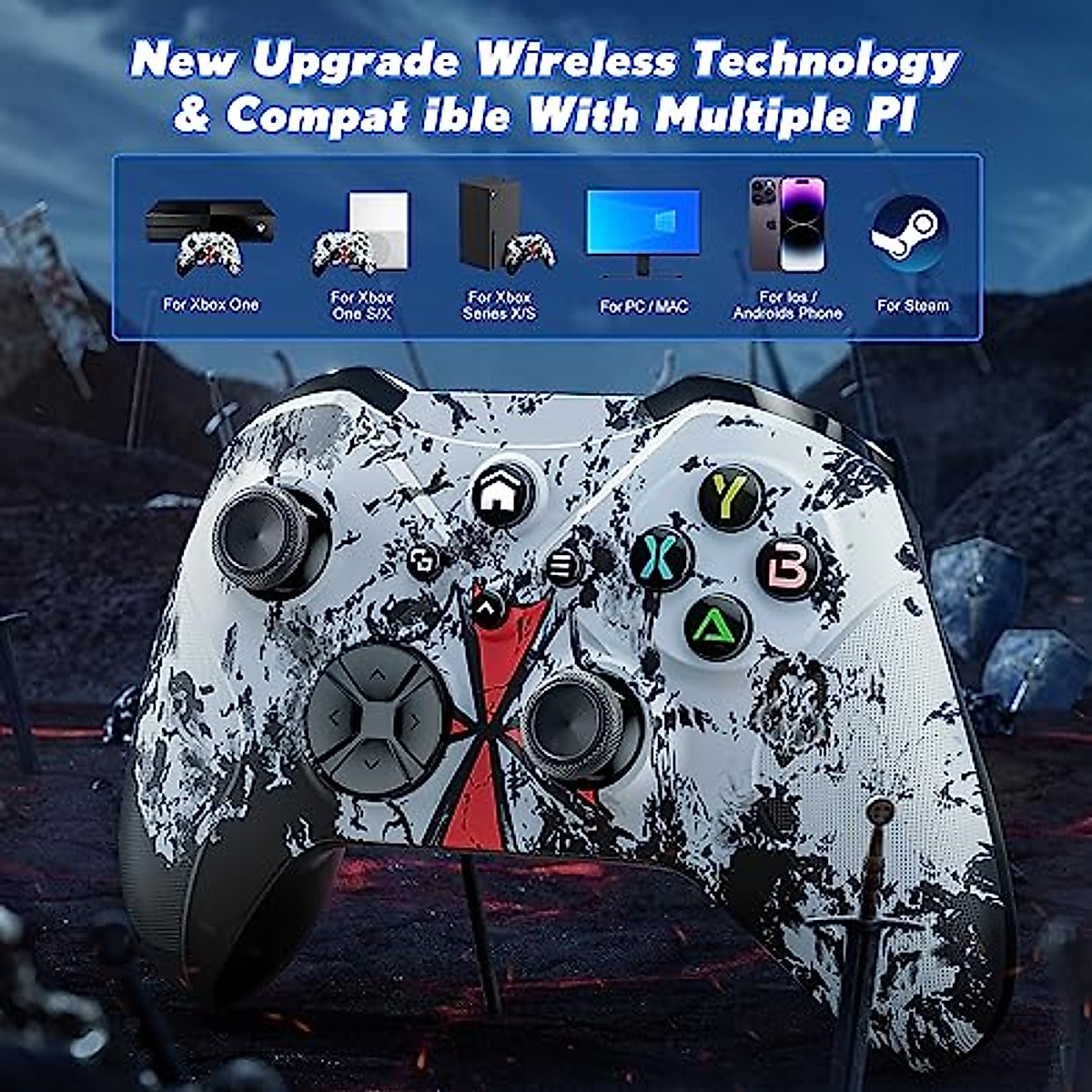 Wireless Controller Replacement for Xbox One Controller Compatible with Xbox One/Xbox One X/S/Xbox Series S/X,Steam,Android/iOS/PC , Built-in 6-Axis Motion Sensor, Audio Jack,Turbo,Macro Function
