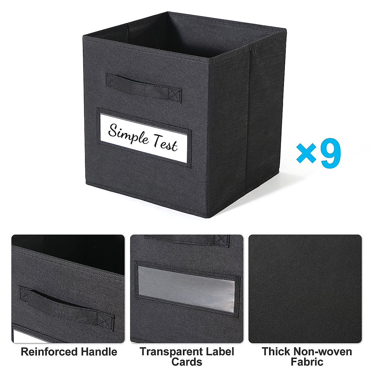 Tribesigns Cube Storage 9 Cube Organizer, Drawer Cubes Included, DIY Closet Storage Organizer Bins Storage Shelves System for Bedroom, Living Room, Playroom (Black)