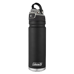 Coleman AUTOSEAL FreeFlow Stainless Steel Water Bottle, Black, 24 oz