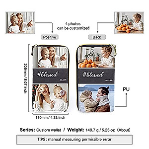 Gemszoo Women's Custom Photo Wallet Personalized Engraved Picture Name Handbag Long Credit Card Holder Zip Around Clutch (Style 3)