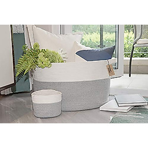 COMFY-HOMI 2pc Blanket Baskets Living Room 21''x21''x13.6'' Woven Rope Basket Laundry Hamper Baby Nursery Storage Organizer Laundry Baskets Bin XXXL Extra Large