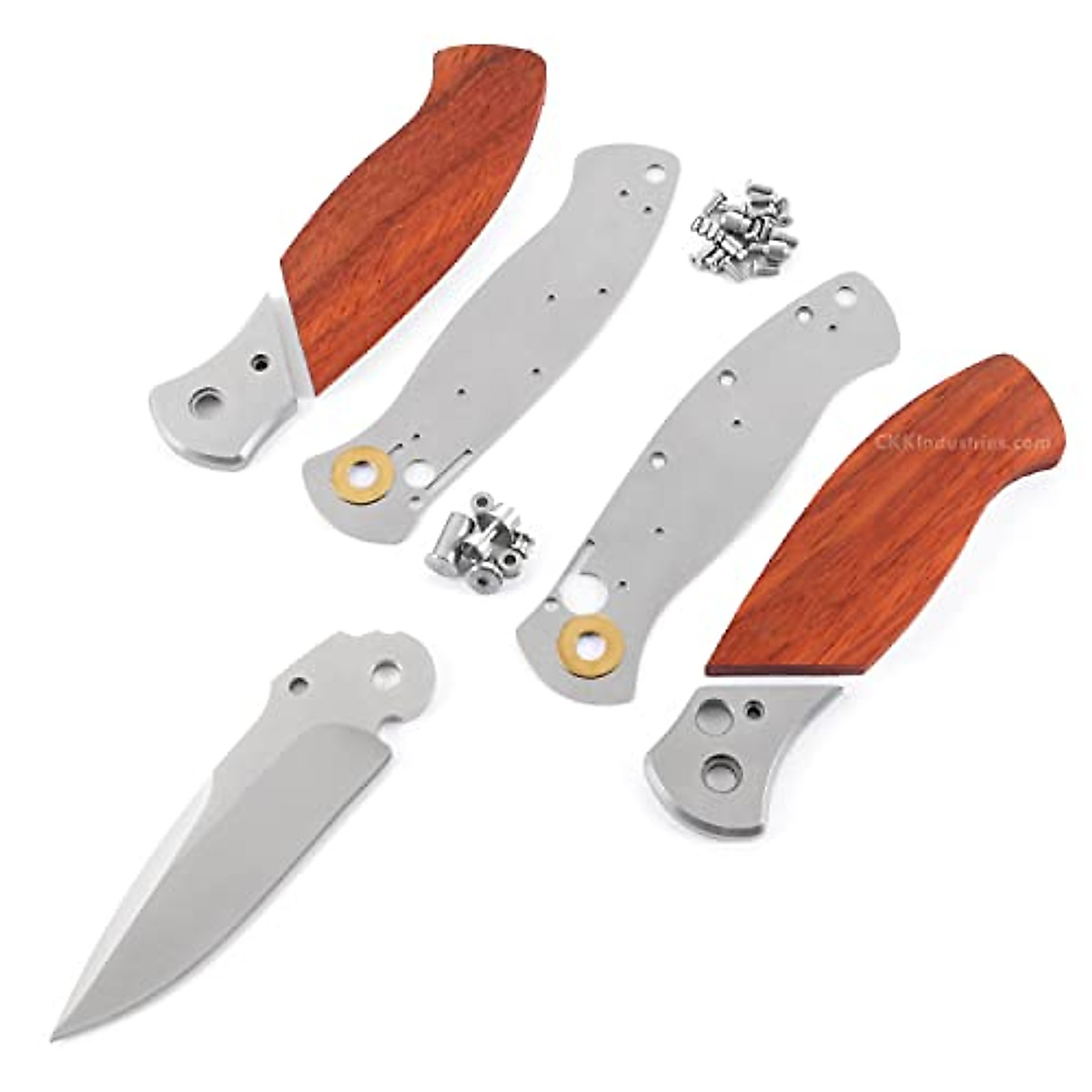 EZSMITH Knife Making Kit - DDR3BL - DIY Folding Knife Series - (Parts Kit) - (w/Pre-machined Padauk Handle Scales) - (Gift Boxed) - (USA Design) - (by KnifeKits)