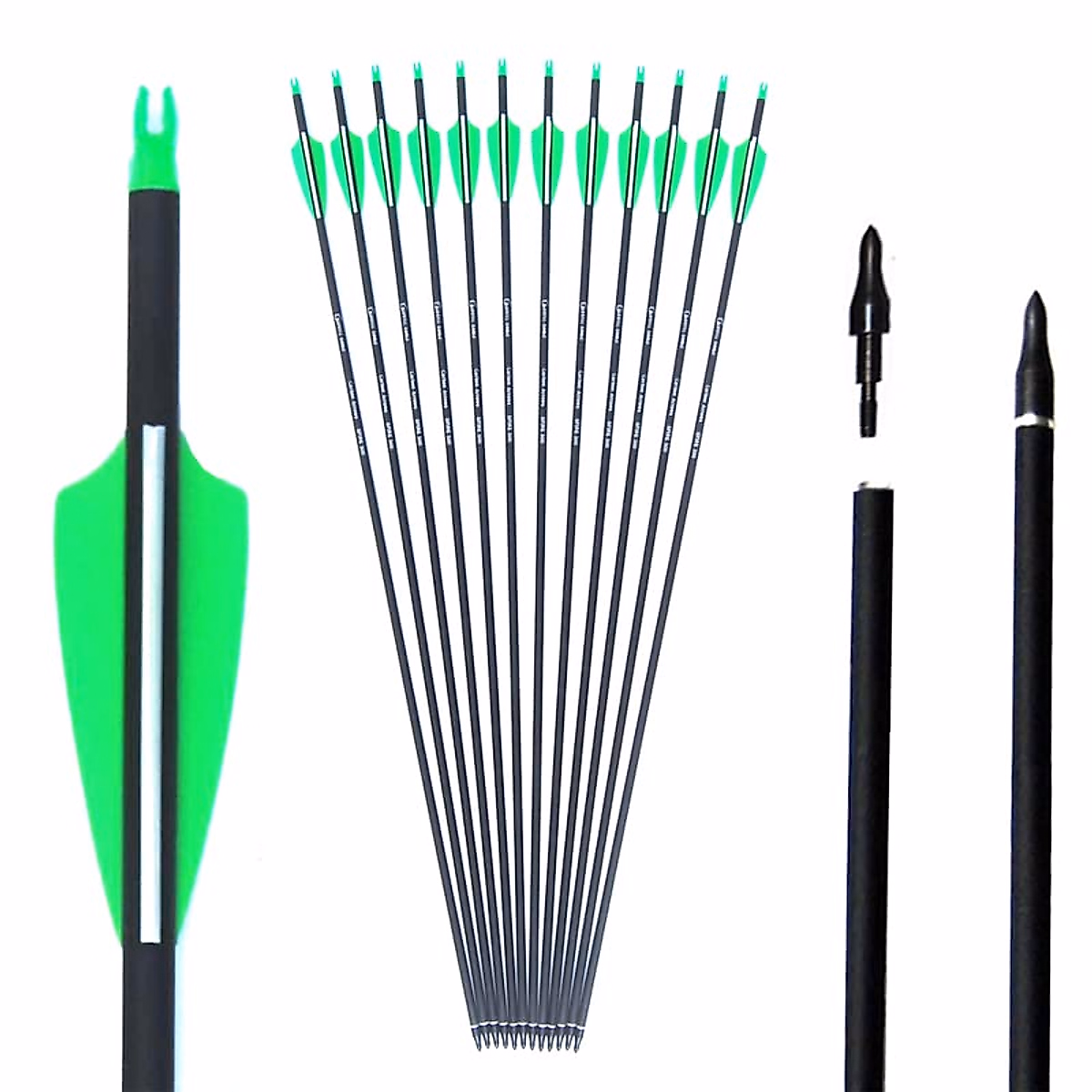 COLORFUL EAGLE Carbon Arrow Hunting Arrows with 100 Grain Tip and Removable Tips for Archery Compound & Recurve & Traditional Bow Practice Shooting Targeting (Pack of 6/12) (6 pcs 30 inch)