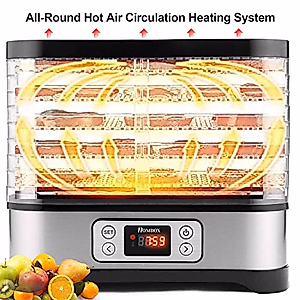 Homdox 8 Trays Food Dehydrator Machine with Fruit Roll Sheet, Digital Timer and Temperature Control, Dehydrators for Food and Jerky, Meat, Fruit, Vegetable, Herbs, BPA Free/400 Watt/Updated