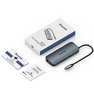 WAVLINK USB C Hub, 8-in-1 Type C Adapter Mini Docking Station with 4K 30Hz HDMI, 2K 60Hz VGA, Gigabit Ethernet, 2 USB 3.0, SD/TF Card Reader, 87W Power Delivery for MacBook Pro and More