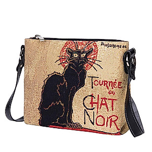 Signare Tapestry Crossbody Bag Shoulder Purse for Women In Theophile Steinlen Le Chat Noir Design (XB02-ART-TS-CHAT)