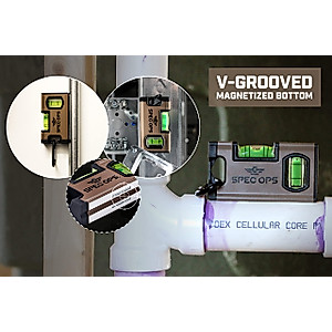 Spec Ops Tools 4" Magnetic Pocket Level, 33% Larger Block Vials, Includes Carabiner, 3% Donated to Veterans
