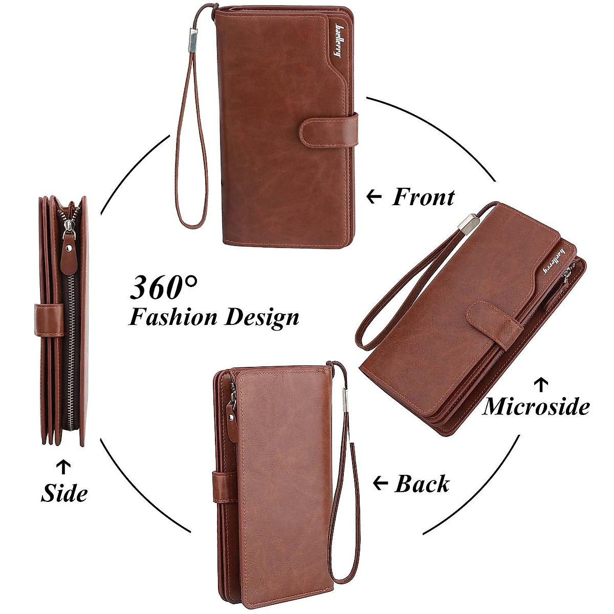 Coolstar Wristlet Wallets for Women Men's Clutch Wallet Large Capacity Leather Purse Business Credit Card Holder (2-Dark Brown)