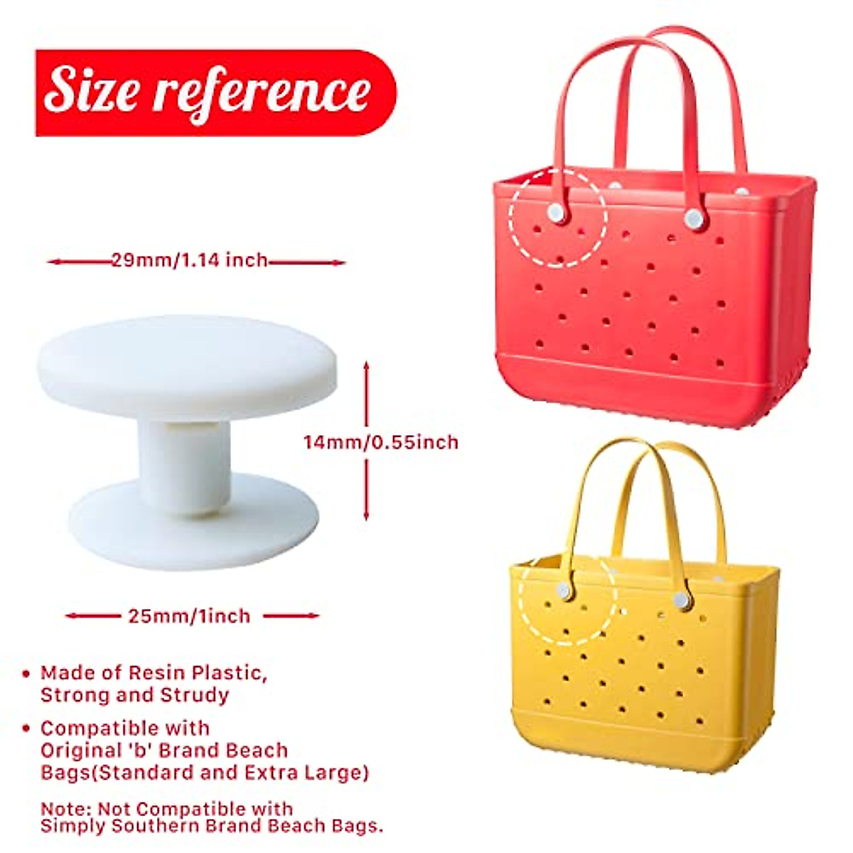 Lopau® Replacement Buttons Compatible with Boggo Bag, 5 Sets Clips for Plastic Handle Strap, Replacement Snap Strap Accessories, Rubber Tote Straps Handles Snap, Repair of Beach Bag and Pool Bag for Women Girls